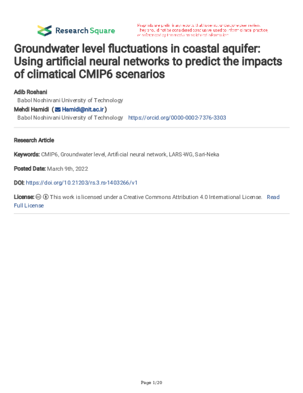 (PDF) Groundwater level fluctuations in coastal aquifer: Using artificial neural networks to ...