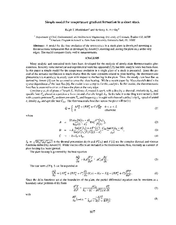 Pdf Simple Model For Temperature Gradient Formation In A Short Stack