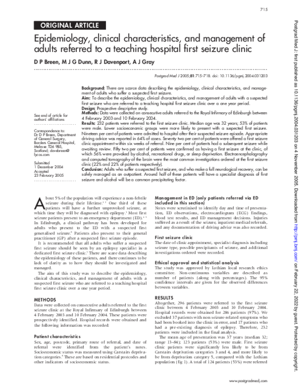 (PDF) Epidemiology, clinical characteristics, and management of adults ...