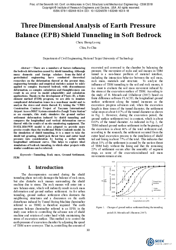 (PDF) Three Dimensional Analysis of Earth Pressure Balance (EPB) Shield Tunneling in Soft Bedrock