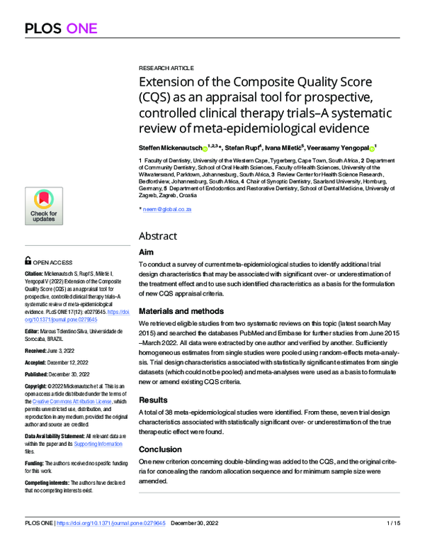 (PDF) Extension of the Composite Quality Score (CQS) as an appraisal ...