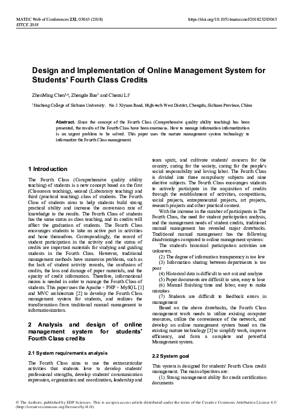(PDF) Design and Implementation of Online Management System forStudents ...
