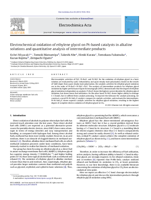(PDF) Electrochemical oxidation of ethylene glycol on Pt-based catalysts in alkaline solutions ...