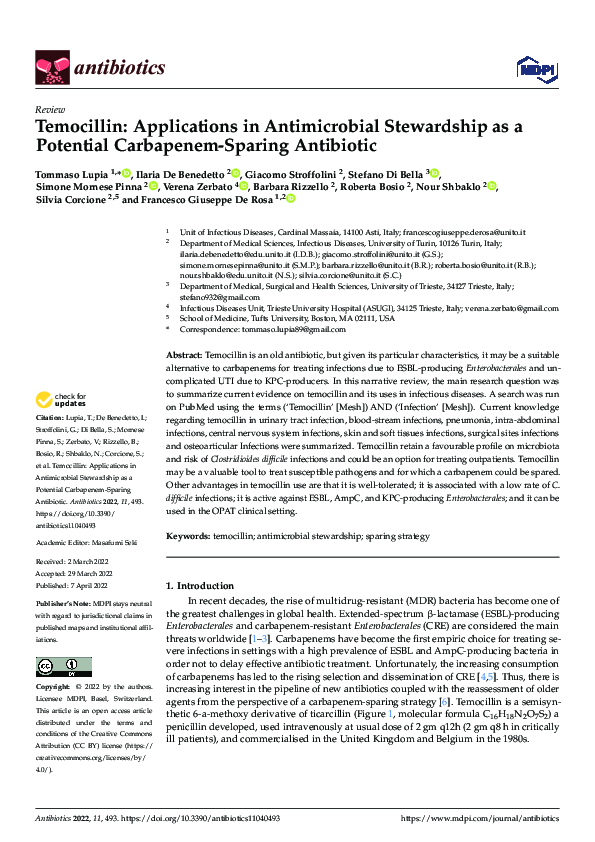 (PDF) Temocillin: Applications in Antimicrobial Stewardship as a ...