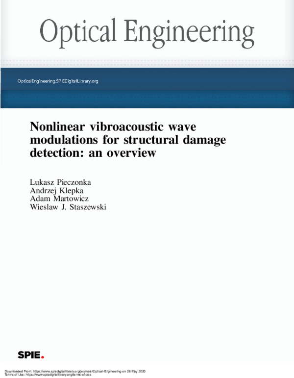 (PDF) Nonlinear vibroacoustic wave modulations for structural damage detection: an overview
