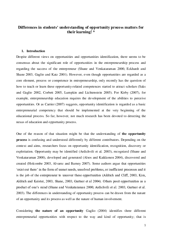 (PDF) Differences in students’ understanding of opportunity process ...