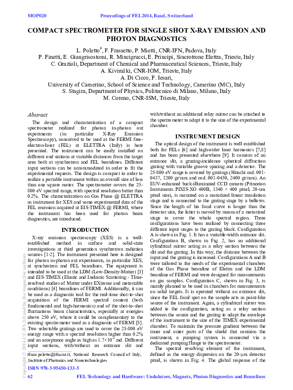 (PDF) Spectrometer for single-shot x-ray emission and photon diagnostics