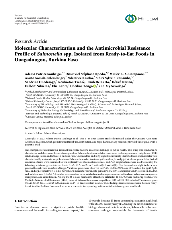 (PDF) Molecular Characterization and the Antimicrobial Resistance Profile of Salmonella spp ...