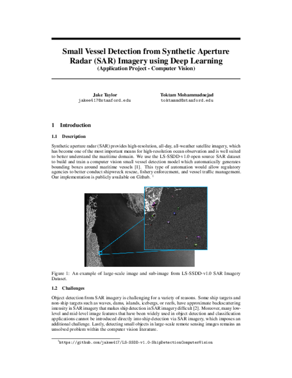 (PDF) Small Vessel Detection from Synthetic Aperture Radar (SAR) Imagery using Deep Learning