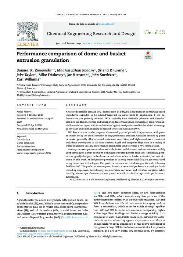 (PDF) Performance comparison of dome and basket extrusion granulation