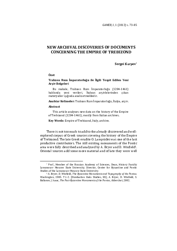 (PDF) New Archival Discoveries of Documents Concerning the Empire of ...