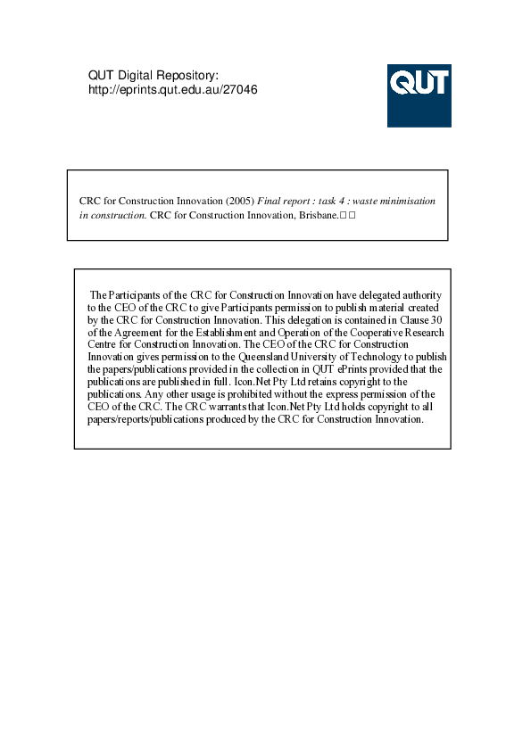 (PDF) Task 4: Waste Minimisation in Construction