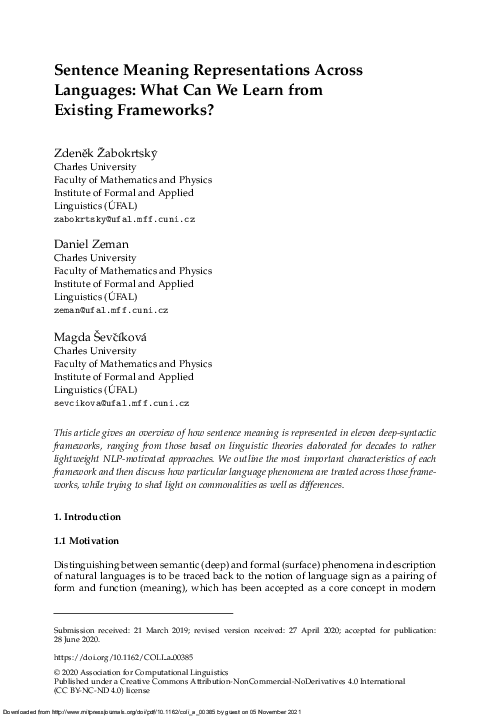 (PDF) Sentence Meaning Representations Across Languages: What Can We ...