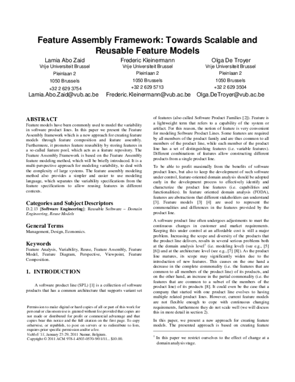 (PDF) Feature Assembly Framework