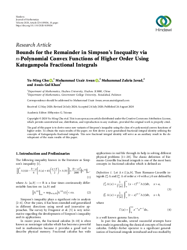 (PDF) Bounds for the Remainder in Simpson’s Inequality vian-Polynomial ...