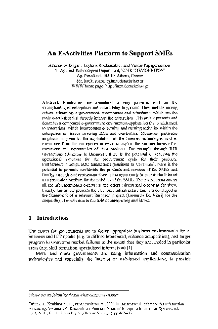 (PDF) An E-Activities Platform to Support SMEs