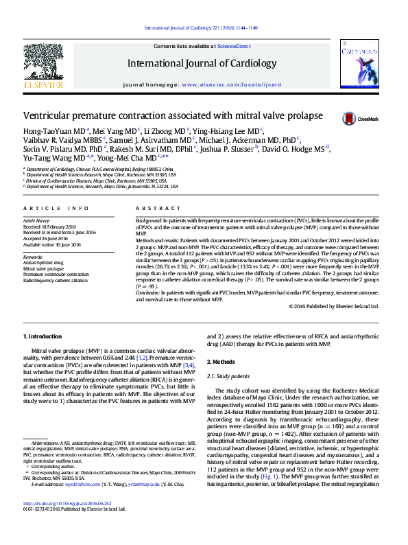 (PDF) Ventricular premature contraction associated with mitral valve ...