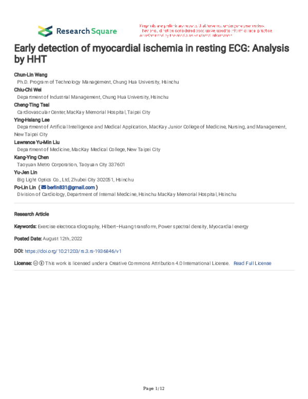 Pdf Early Detection Of Myocardial Ischemia In Resting Ecg Analysis