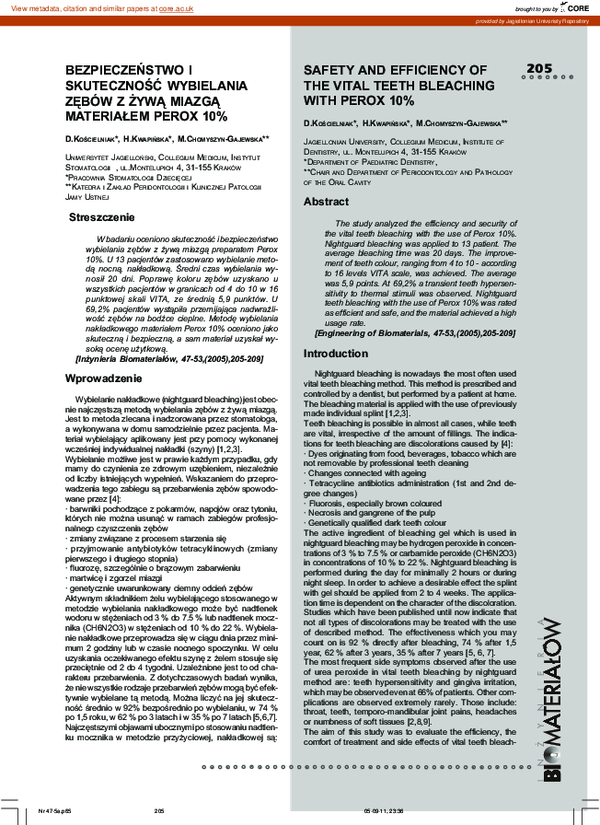 (PDF) Safety and efficiency of the vital teeth bleaching with perox 10%