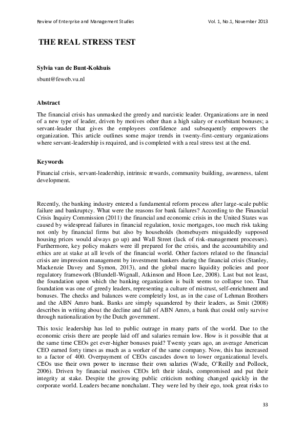 (PDF) The Real Stress Test