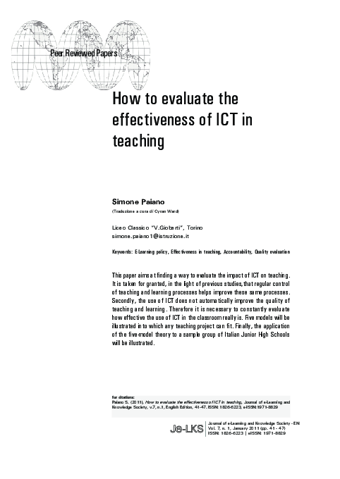 (PDF) How to evaluate the effectiveness of ICT in teaching