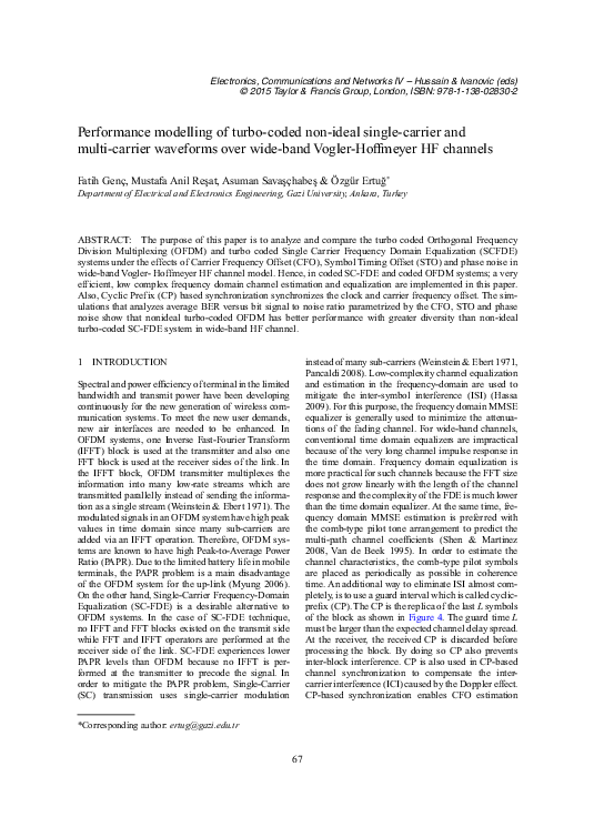 Pdf Performance Modelling Of Turbo Coded Non Ideal Single Carrier And Multi Carrier Waveforms