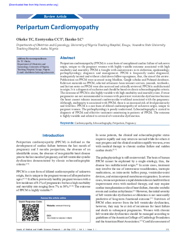 (PDF) Peripartum Cardiomyopathy