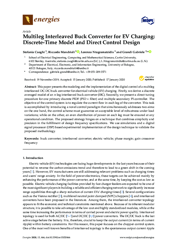 (PDF) Multileg Interleaved Buck Converter for EV Charging: Discrete-Time Model and Direct ...