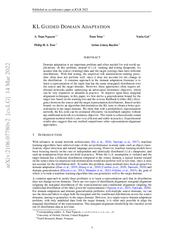 (PDF) KL Guided Domain Adaptation