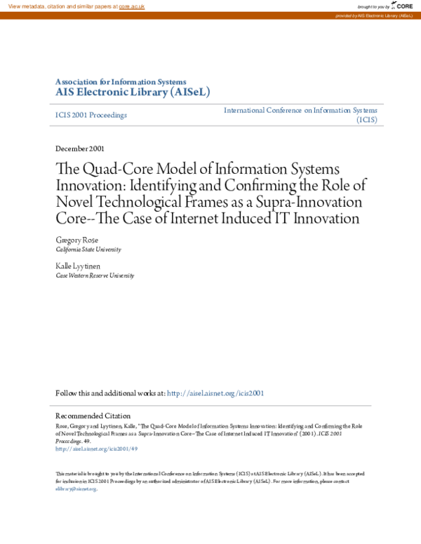 (PDF) The Quad-Core Model of Information Systems Innovation ...