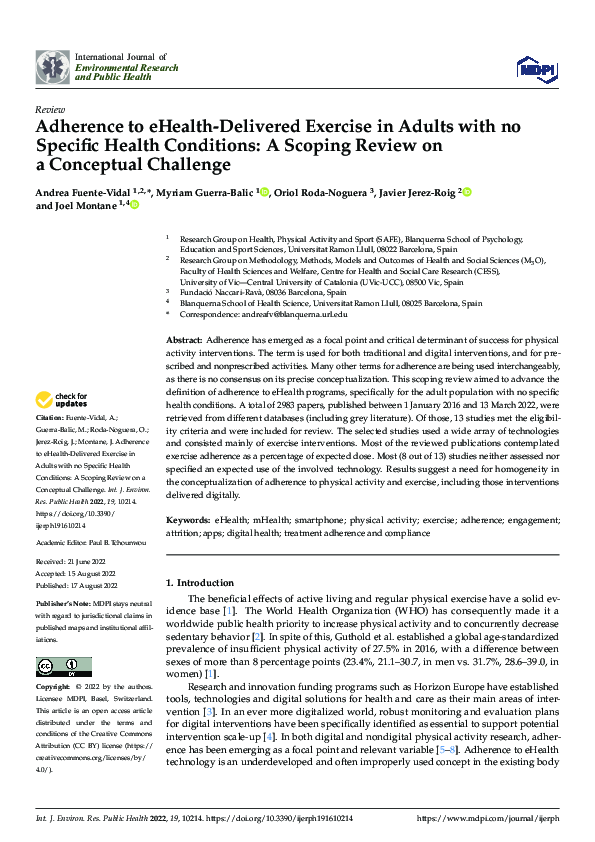 (PDF) Adherence to eHealth-Delivered Exercise in Adults with no Specific Health Conditions: A ...