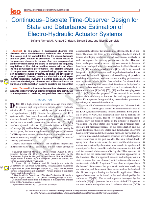 (PDF) Continuous–Discrete Time-Observer Design for State and ...