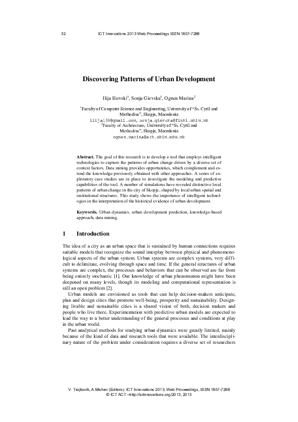 (PDF) Discovering Patterns of Urban Development | Ognen Marina - Academia.edu
