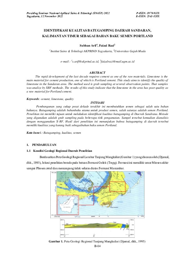 (PDF) Identifikasi Kualitas Batugamping Daerah Sandaran, Kalimantan ...