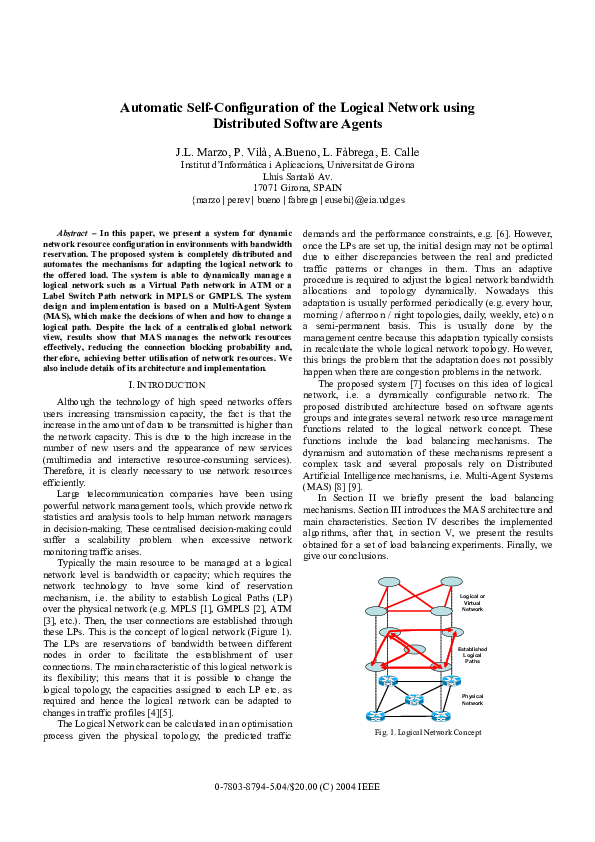 (PDF) Automatic self-configuration of the logical network using distributed software agents