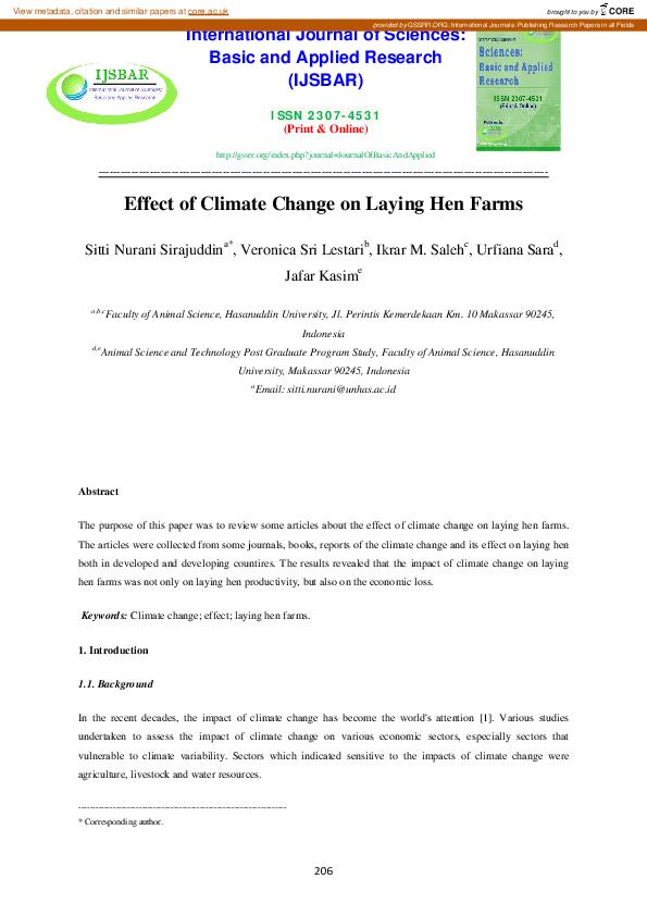 (PDF) Effect of Climate Change on Laying Hen Farms