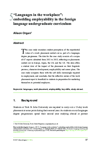 (PDF) “Languages in the workplace”: embedding employability in the ...