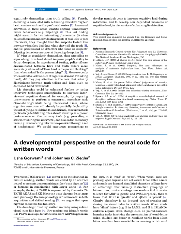 (PDF) A developmental perspective on the neural code for written words