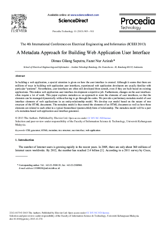 (PDF) A Metadata Approach for Building Web Application User Interface