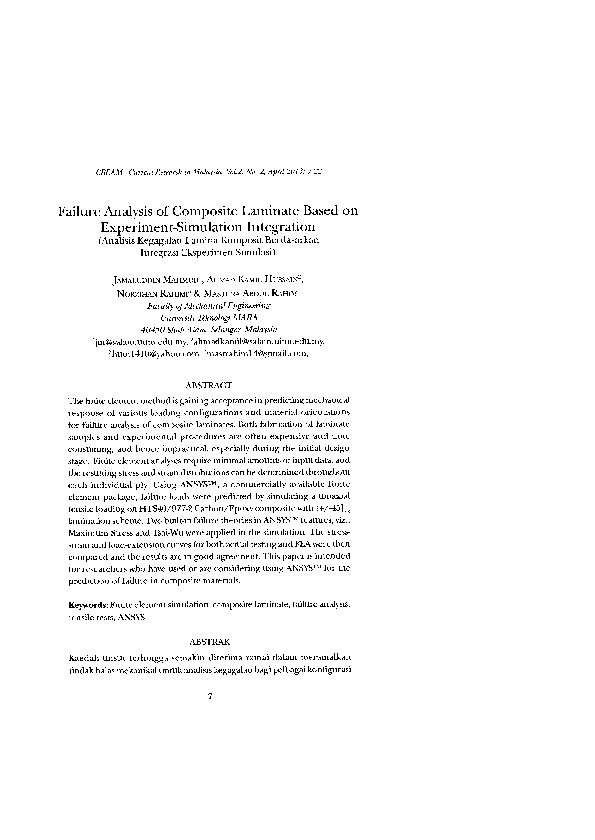 (PDF) Failure analysis of composite laminate based on experiment-simulation integration