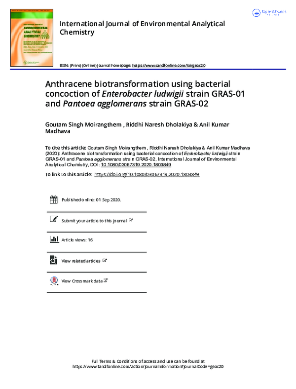 (PDF) Anthracene biotransformation using bacterial concoction of ...