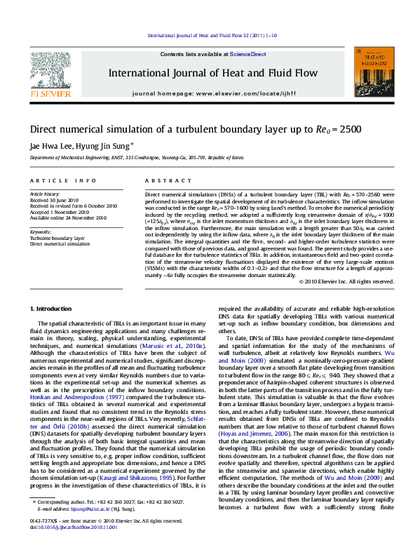 Pdf Direct Numerical Simulation Of A Turbulent Boundary Layer Up To Reθ2500 M Nadeem