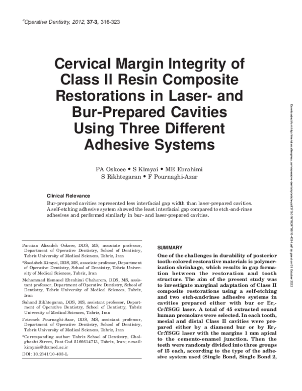 (PDF) Cervical Margin Integrity of Class II Resin Composite ...