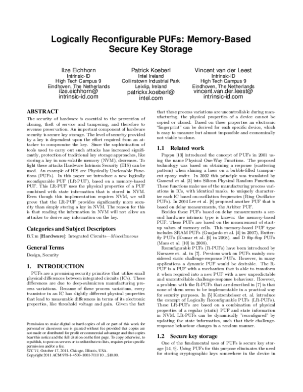 (PDF) Logically reconfigurable PUFs