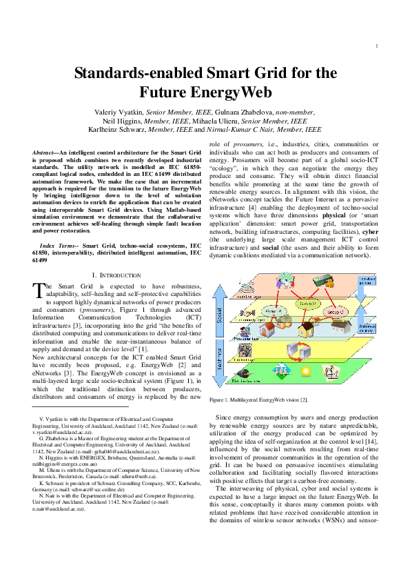 Pdf Standards Enabled Smart Grid For The Future Energy Web