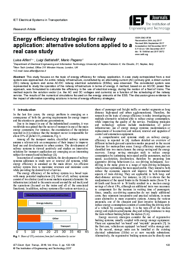 (PDF) Energy efficiency strategies for railway application: alternative ...