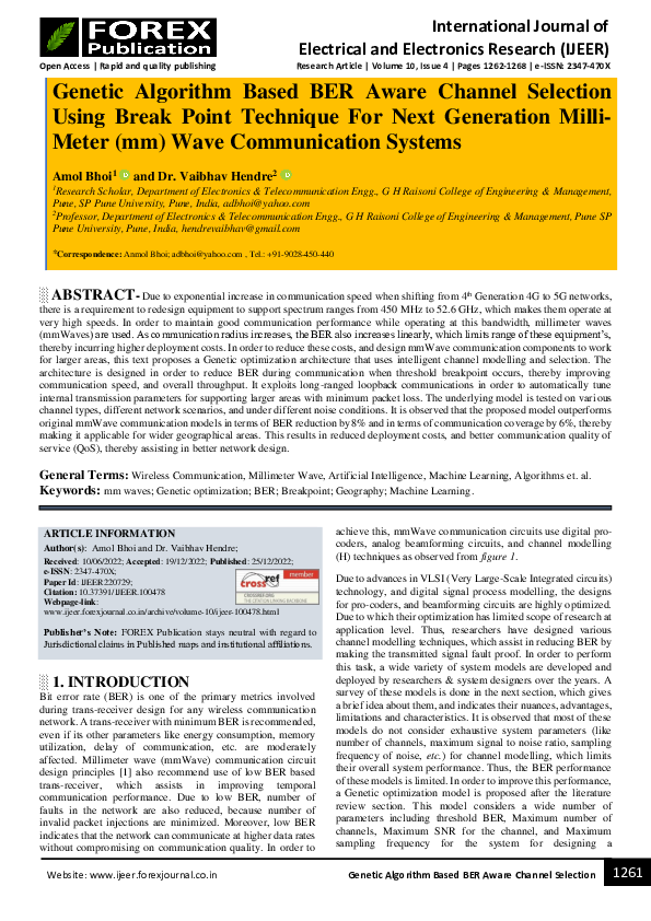 (PDF) Genetic Algorithm Based BER Aware Channel Selection Using Break Point Technique For Next ...