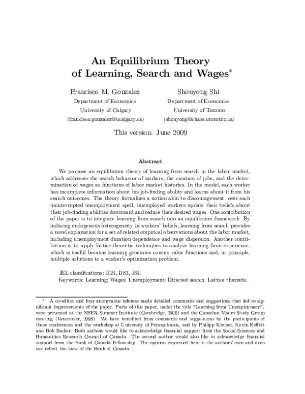 (PDF) An Equilibrium Theory of Learning, Search, and Wages