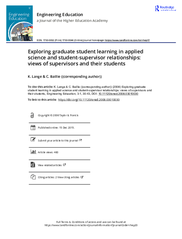 (PDF) Exploring graduate student learning in applied science and ...