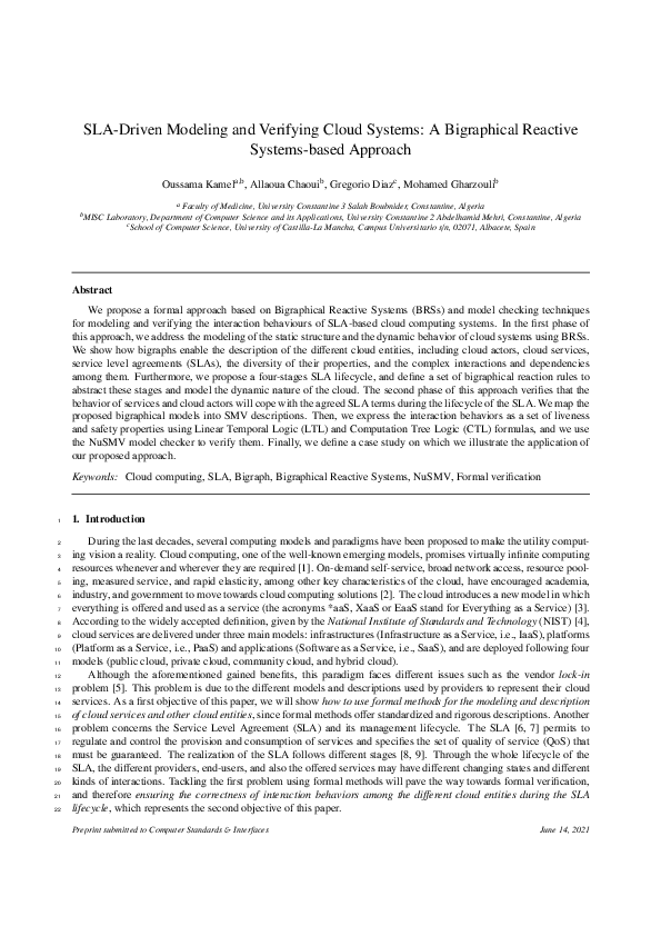 Pdf Sla Driven Modeling And Verifying Cloud Systems A Bigraphical Reactive Systems Based Approach